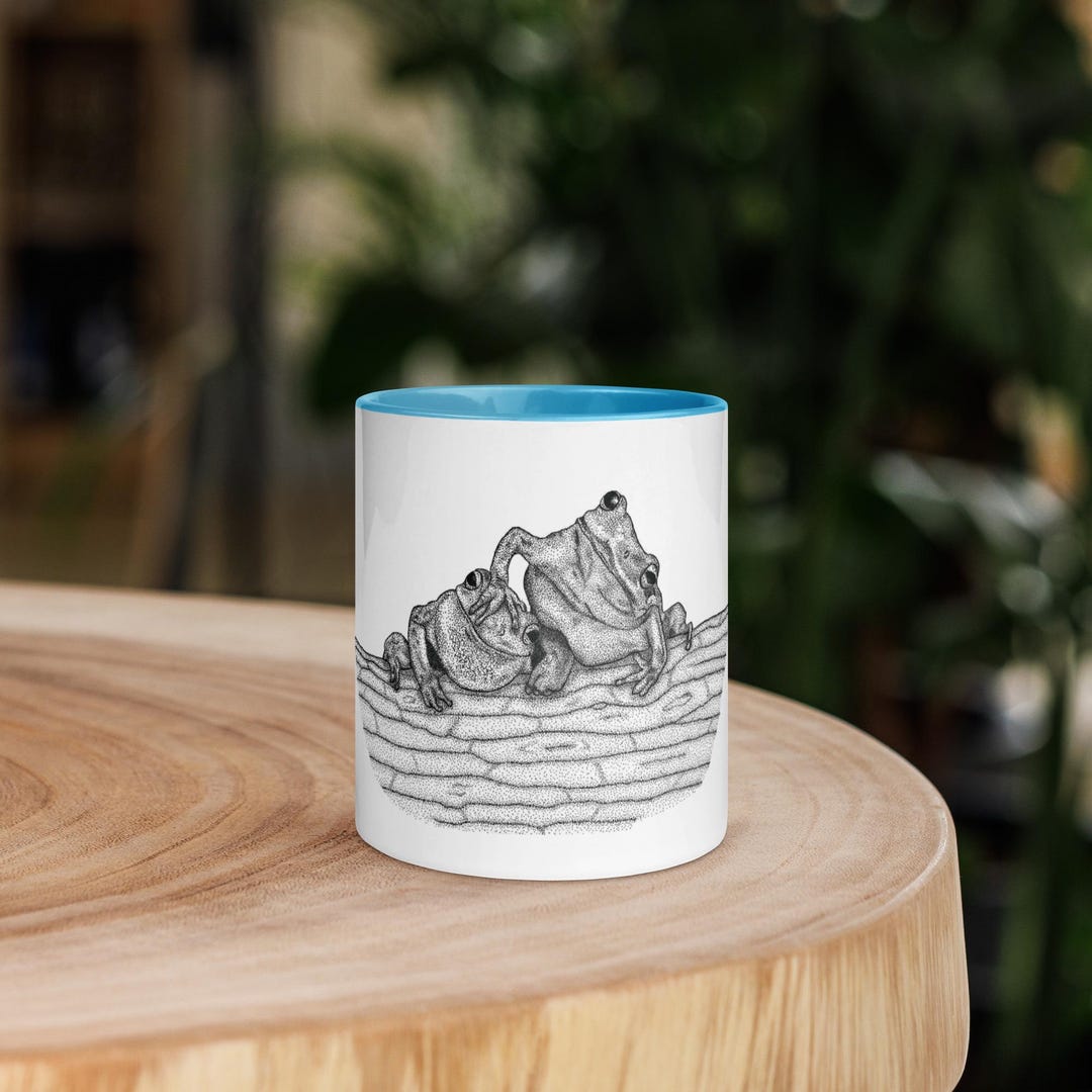 Pointillism Frogs on a Log Mug - Etsy