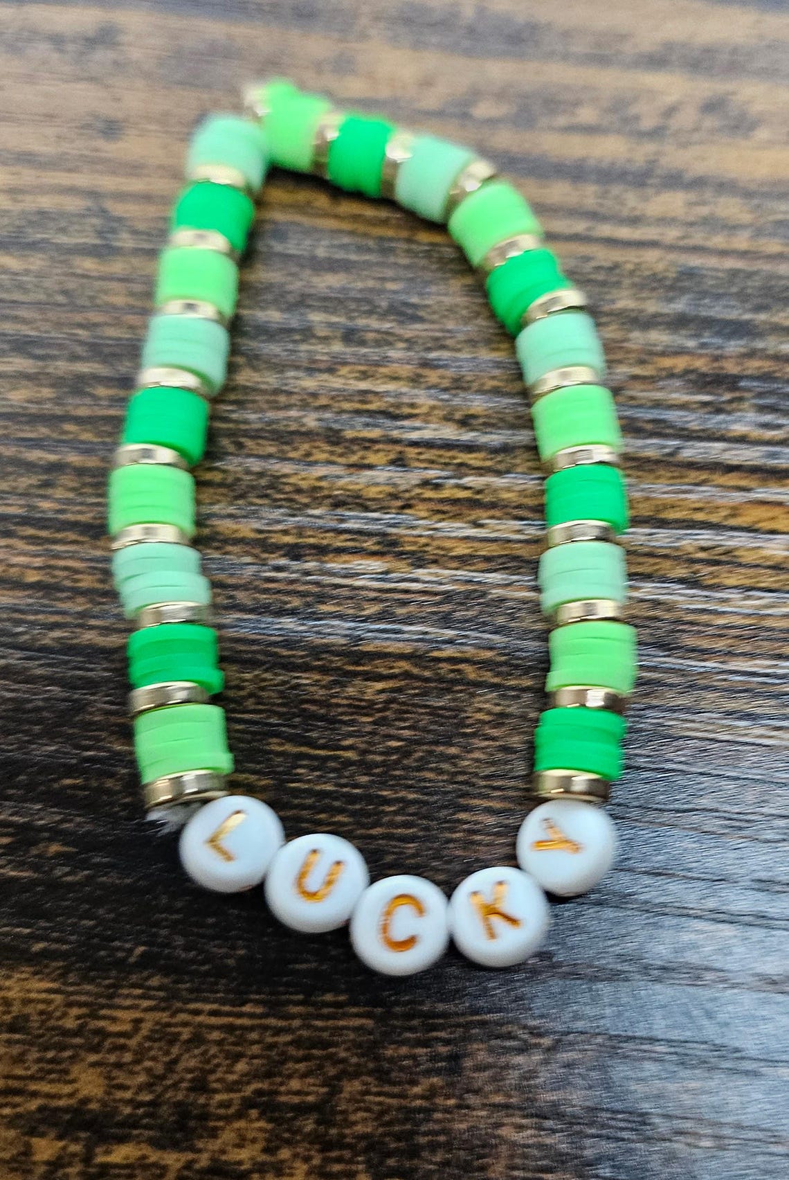 St. Patrick's Day Clay Bead Bracelets - Etsy