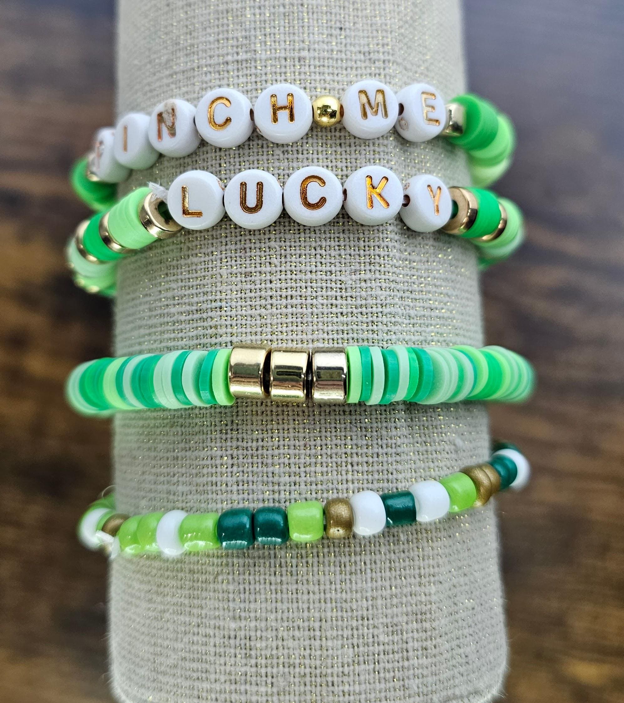 St. Patrick's Day Clay Bead Bracelets - Etsy