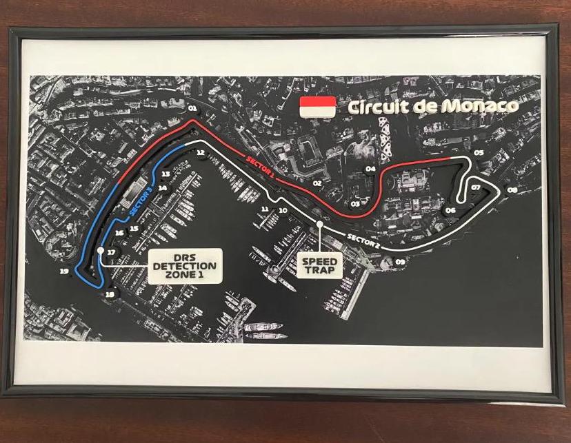 Monaco F1 Track 3D Map on Aerial City Photo Framed Wall Art Ideal for ...