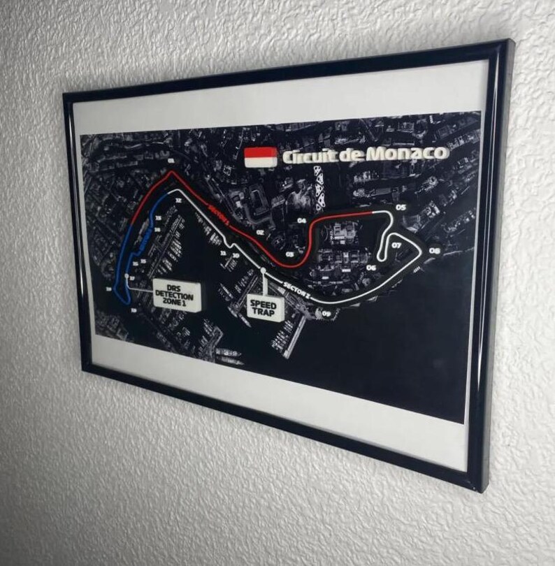 Monaco F1 Track 3D Map on Aerial City Photo Framed Wall Art Ideal for ...