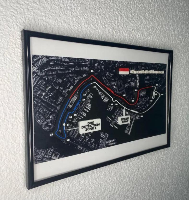 Monaco F1 Track 3D Map on Aerial City Photo Framed Wall Art Ideal for ...