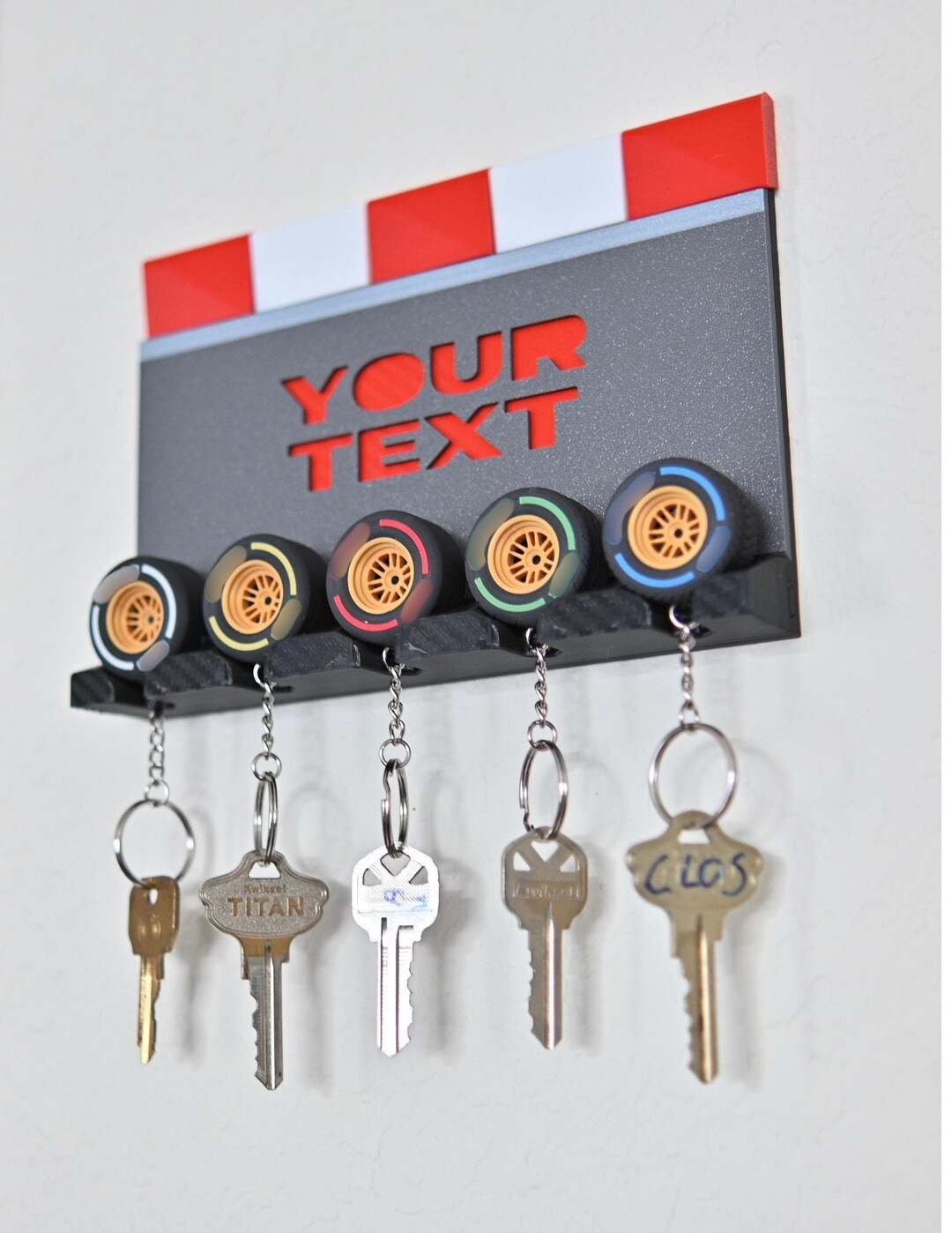 Customizable Formula 1 Tire Keychain Holder Wall-mounted Display for 13 ...