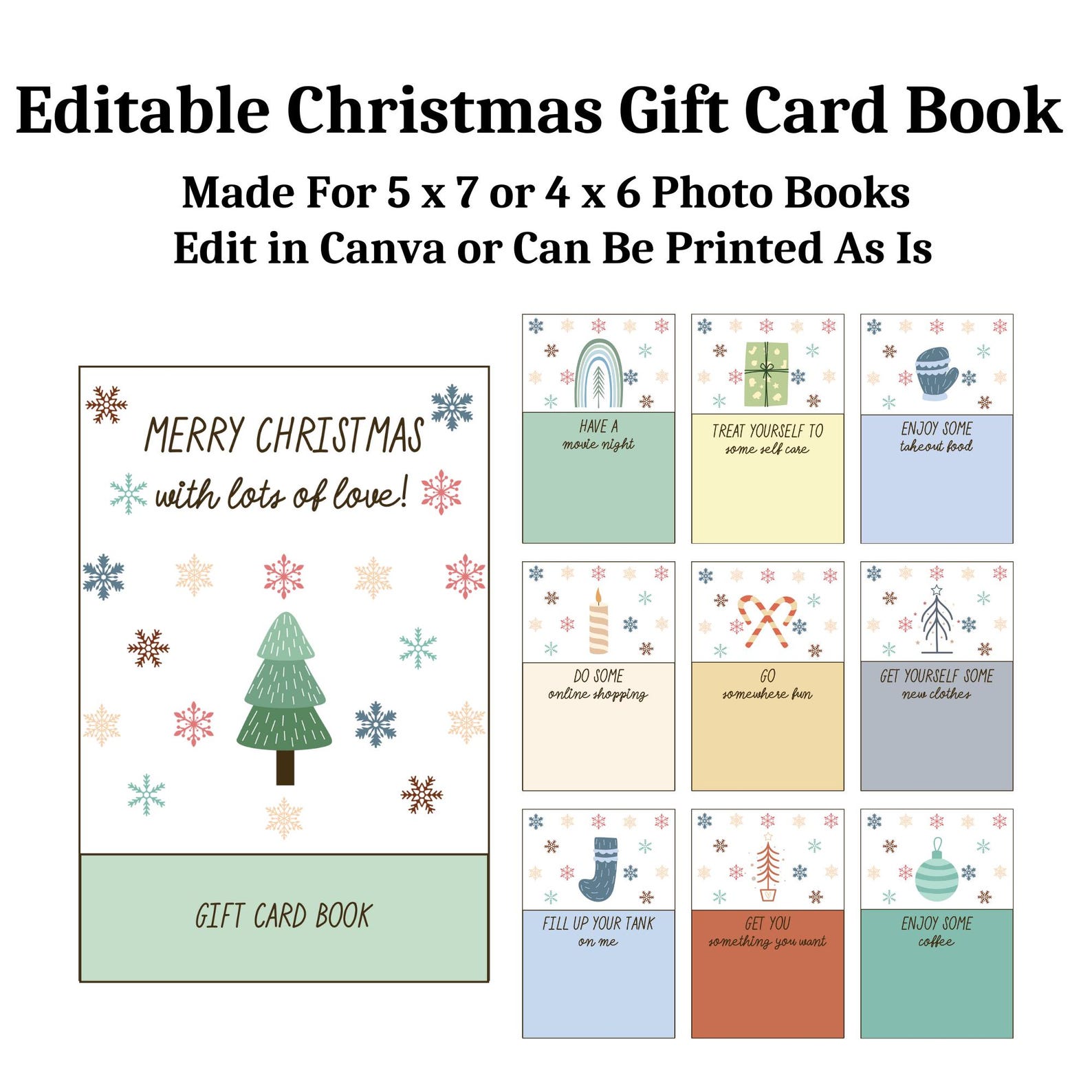 Editable Gift Card Book Christmas, Canva Printable Gift Card Book, 5x7 ...