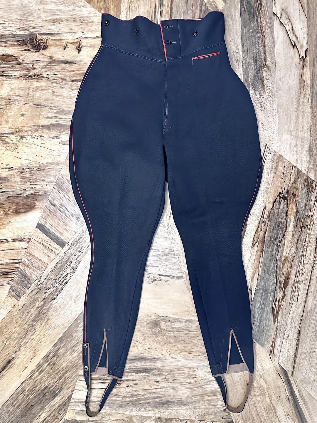 Antique Equestrian Riding Breeches, CH Hermann Tiflis, Red Piped ...
