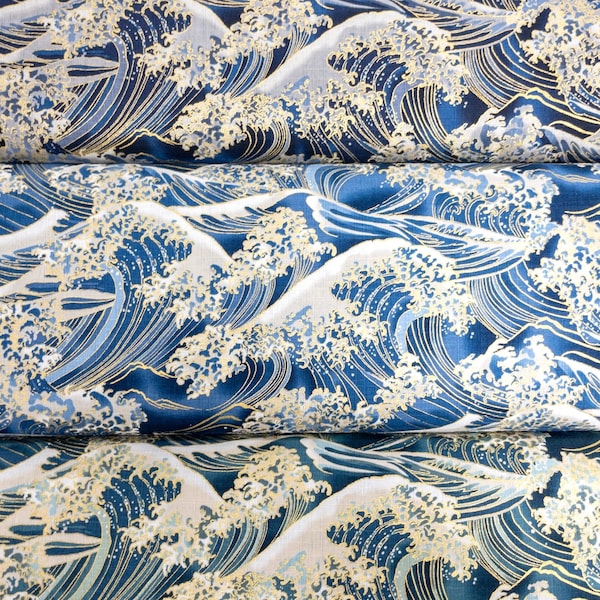 Japanese Wave Fabric - Etsy