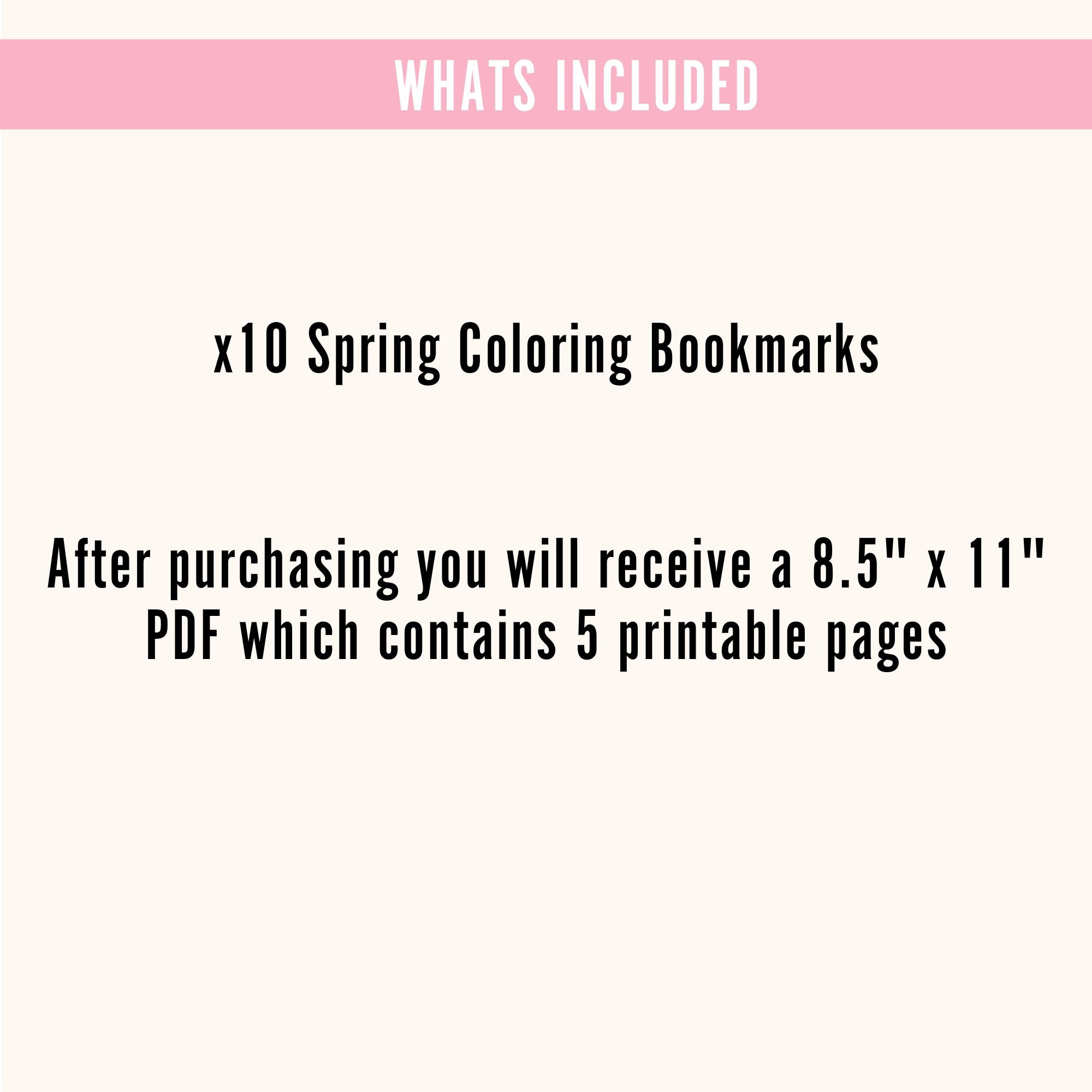 Spring Coloring Bookmarks, Printable Bookmarks, Digital Bookmarks ...