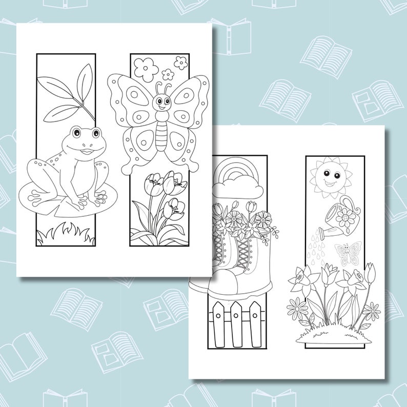 Spring Coloring Bookmarks, Printable Bookmarks, Digital Bookmarks ...