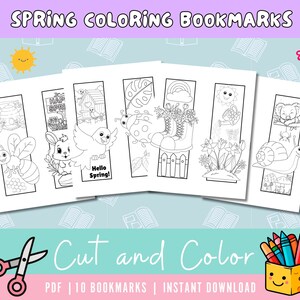 Spring Coloring Bookmarks, Printable Bookmarks, Digital Bookmarks ...