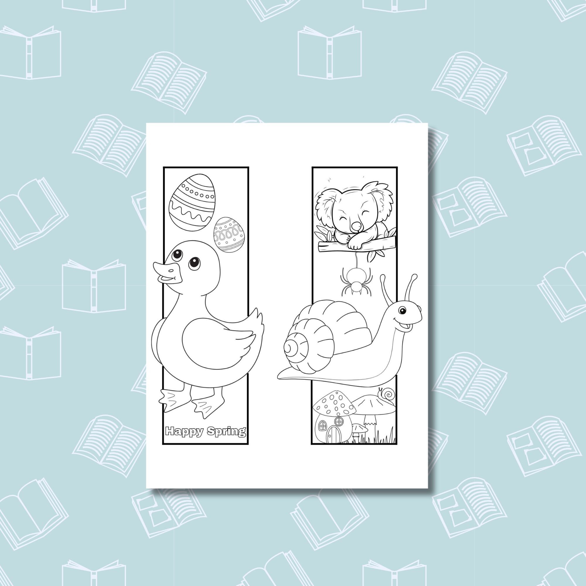 Spring Coloring Bookmarks, Printable Bookmarks, Digital Bookmarks ...