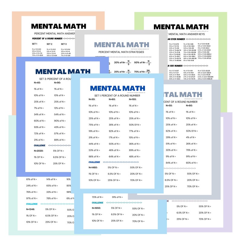 Printable PNG Files Mental Math Practice Sheets Percent of a Number ...