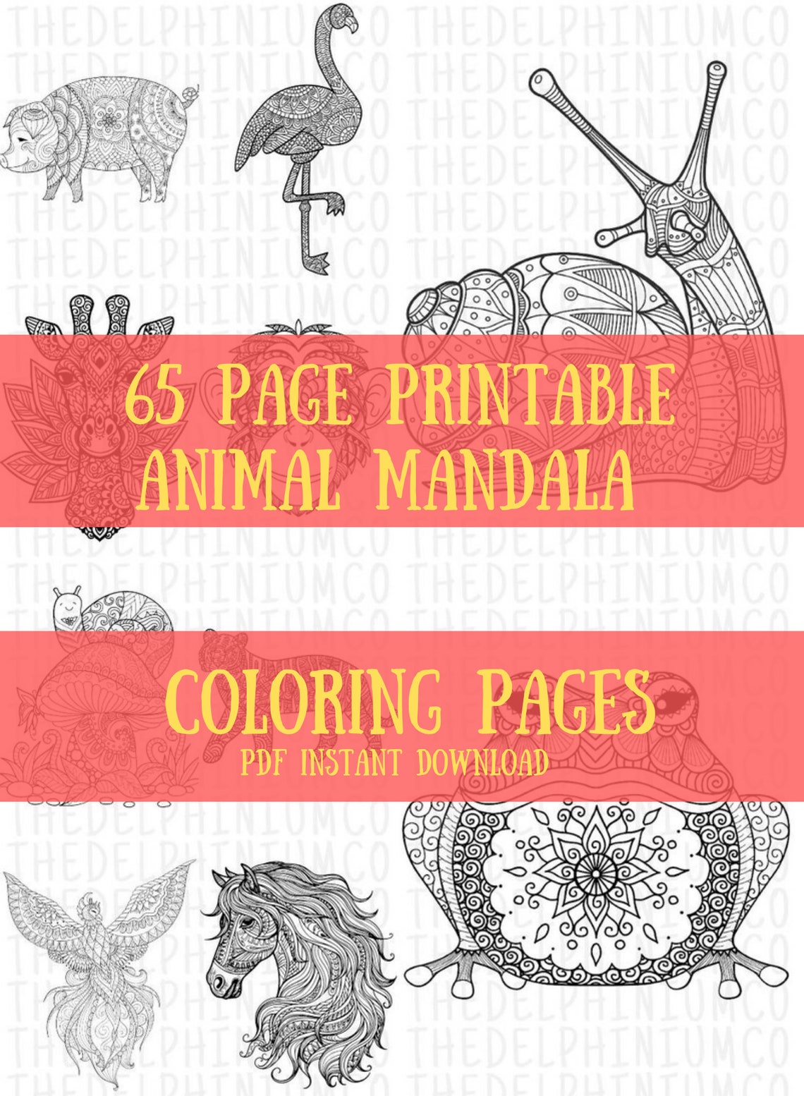 65 Printable Animal Mandala Coloring Pages - Instant PDF Download, 65 ...