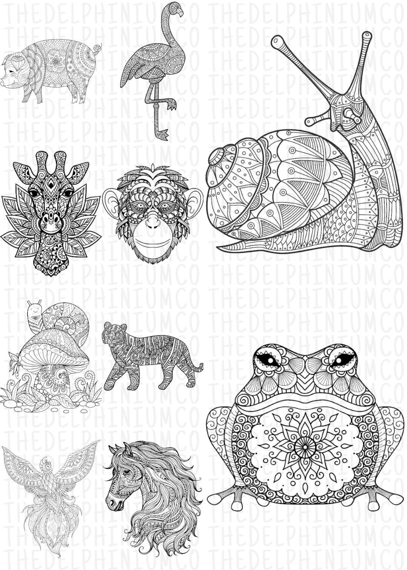 65 Printable Animal Mandala Coloring Pages - Instant PDF Download, 65 ...