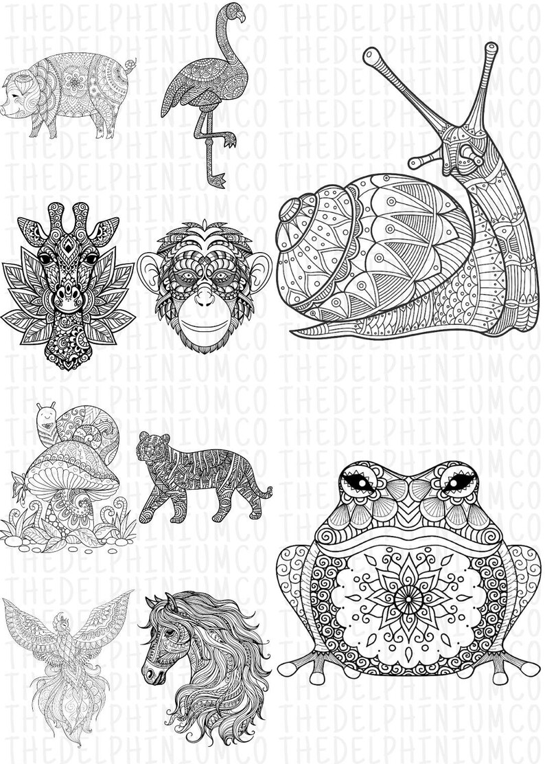 65 Printable Animal Mandala Coloring Pages - Instant PDF Download, 65 ...