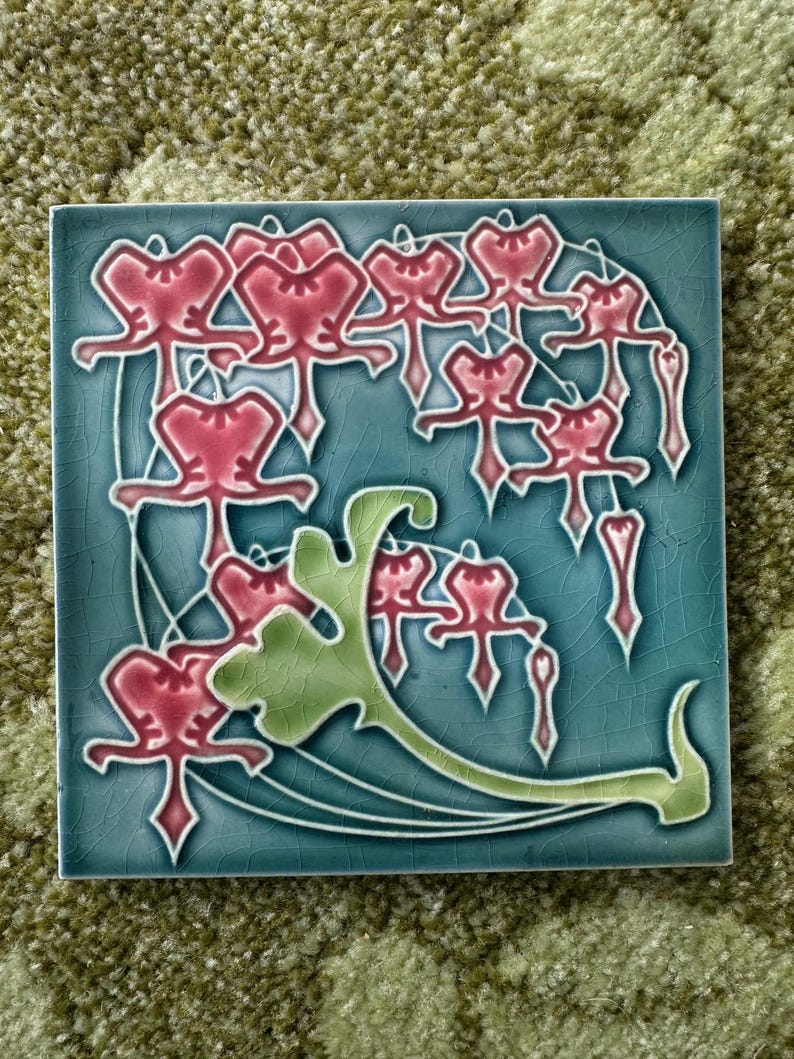 Antique Hand Painted Art Nouveau Ceramic Tile - Etsy