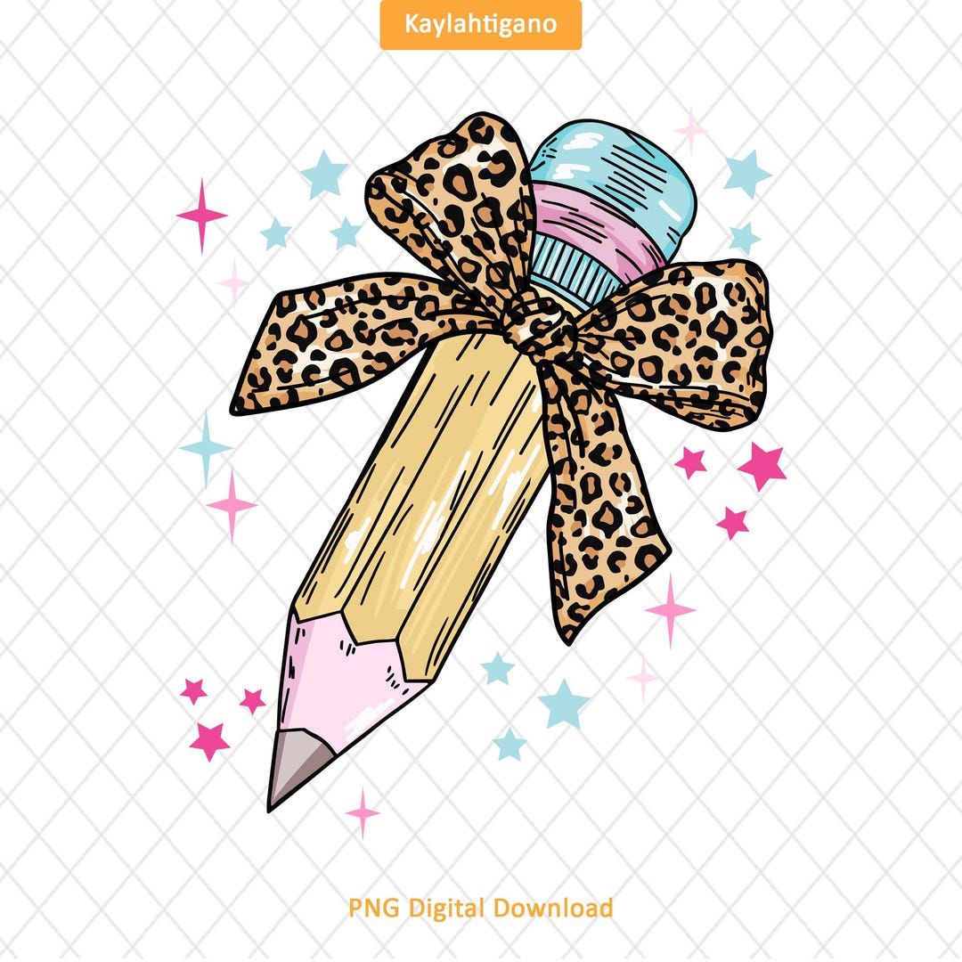 Pencil Bow Teacher Name Custom Design, Coquette Bow Teacher Png, Back ...