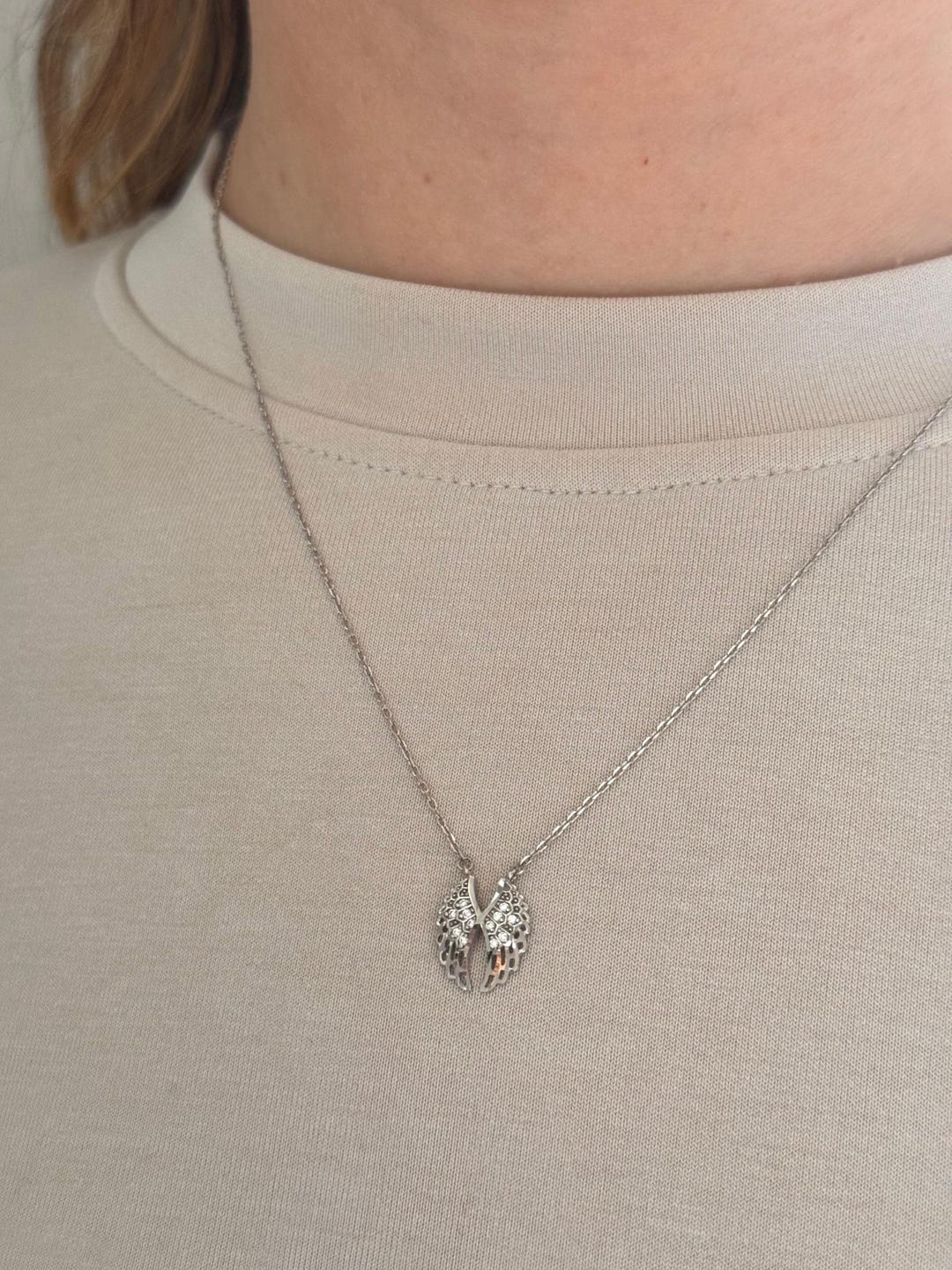 Sterling Silver Necklace With Wings, Wings Necklace - Etsy