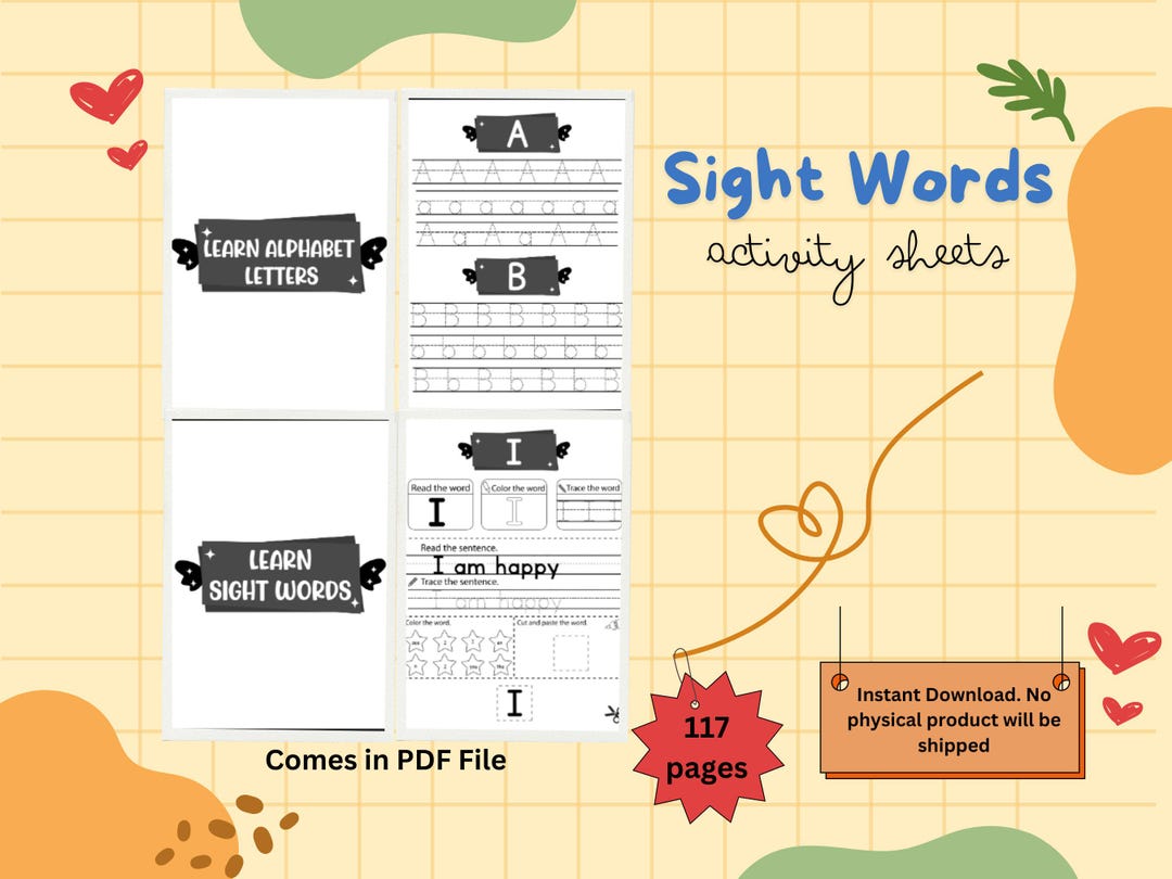 100 Sight Words Activity Sheet Printables, Alphabet Tracing, Worksheet ...