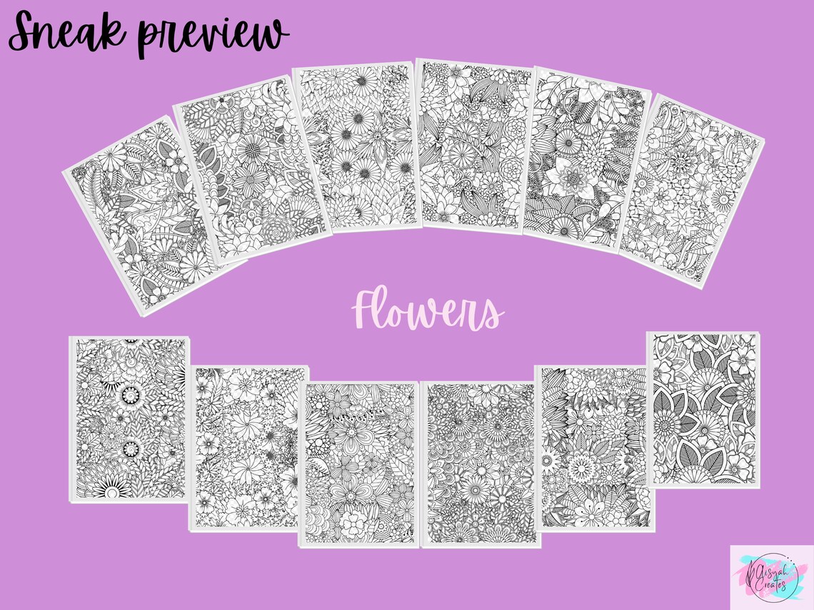 200 Pages of Flower Coloring Sheets PDF Printables Adults and Kids ...