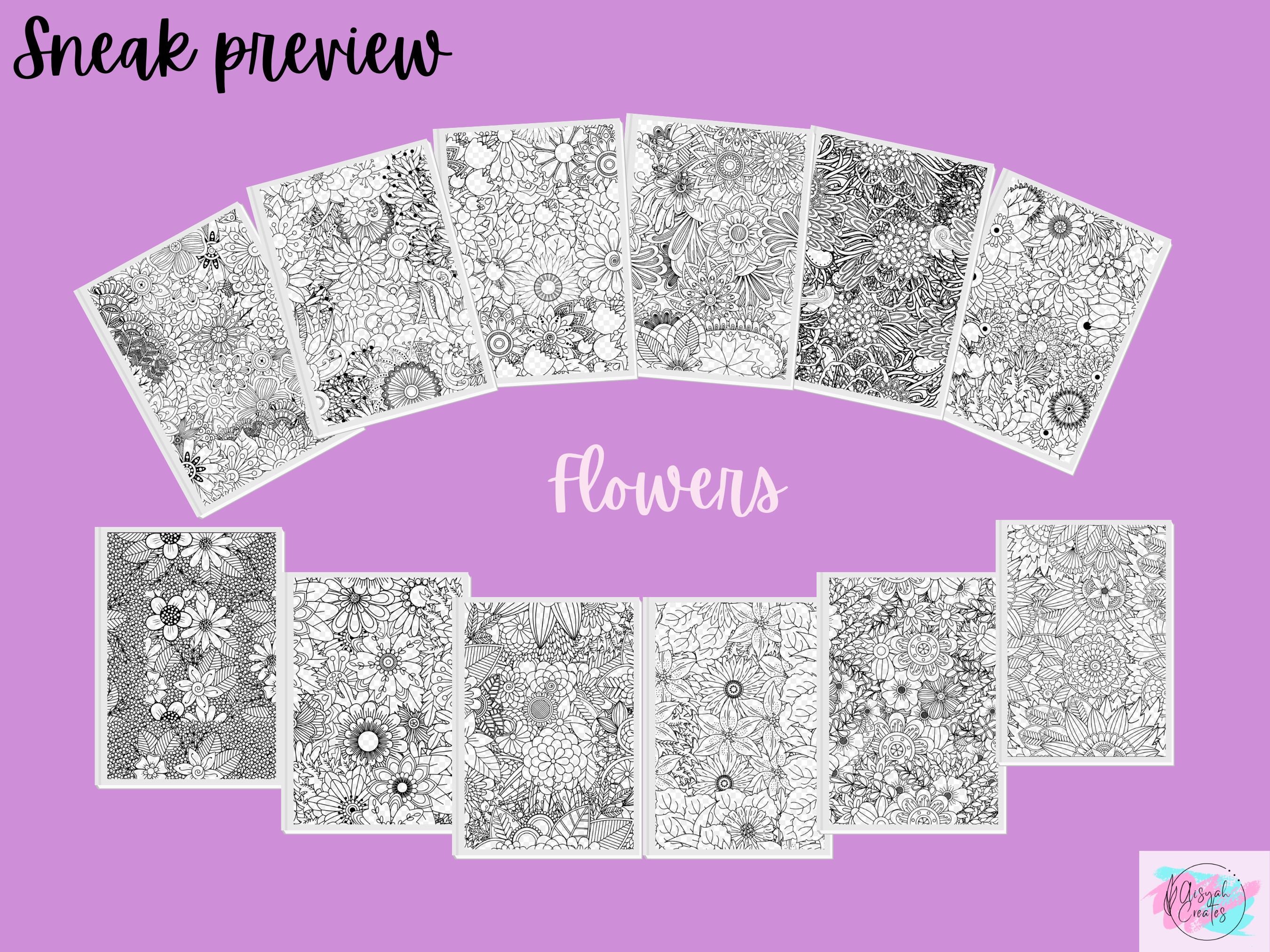 200 Pages of Flower Coloring Sheets PDF Printables Adults and Kids ...