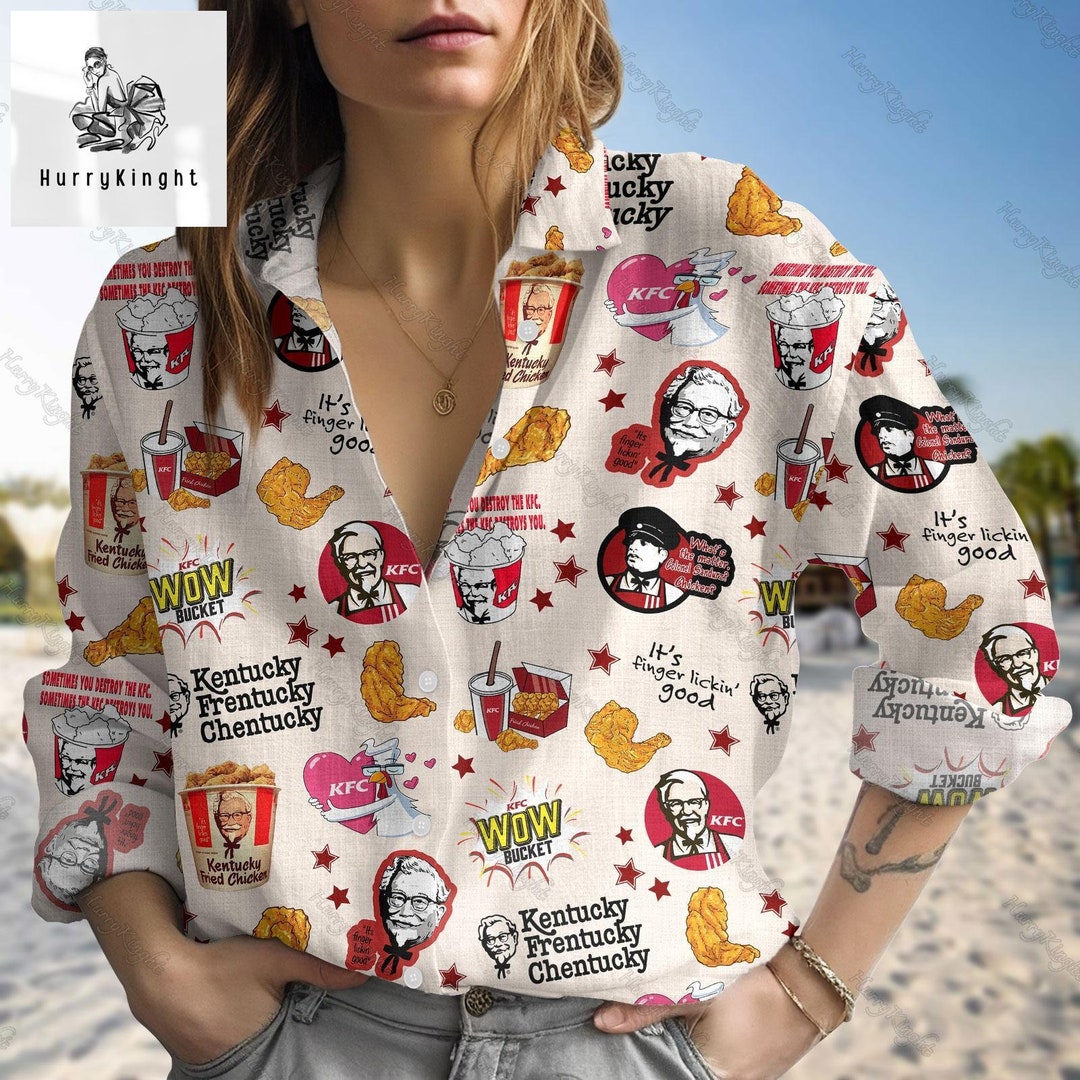 KFC Shirt, Kfc Linen Shirt, Kfc Button Down Shirt, Kfc Women Blouses ...