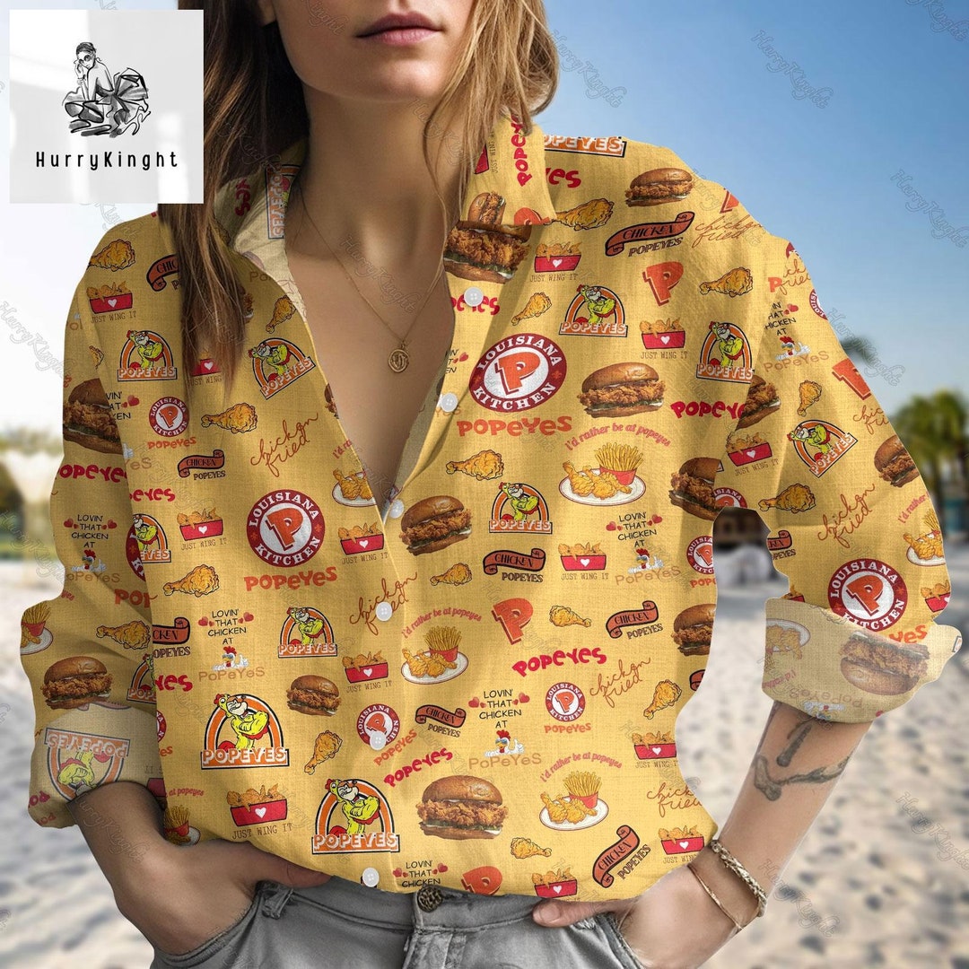 Popeyes Shirt, Popeyes Linen Shirt, Popeyes Chicken Food Shirt, Popeyes ...