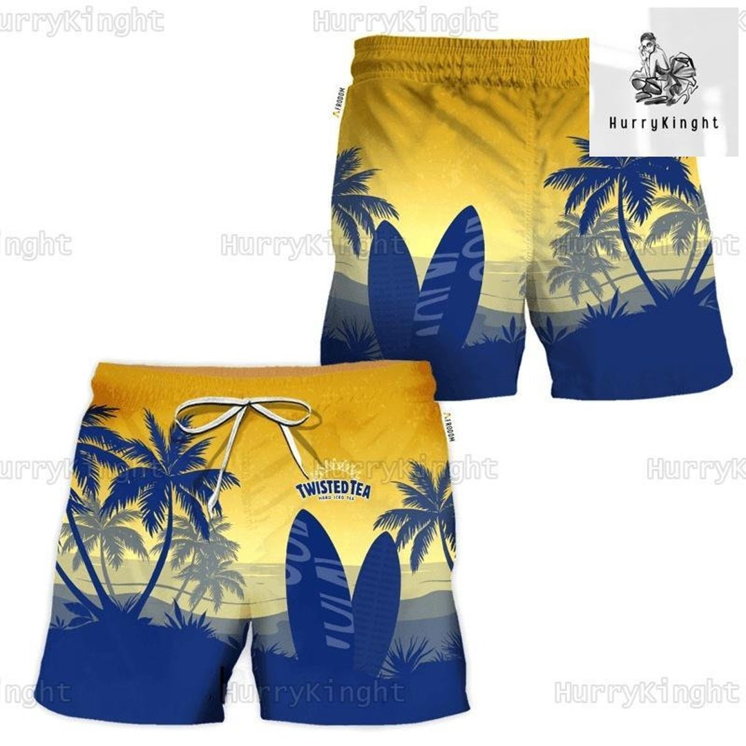 Twisted Tea Palm Tree Surfboard Hawaiian Shorts, Twisted Tea Shorts ...