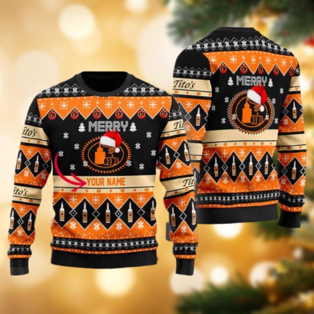 Custom Tito's Handmade Vodka Christmas Ugly Sweater, Vodka Lover Shirt ...