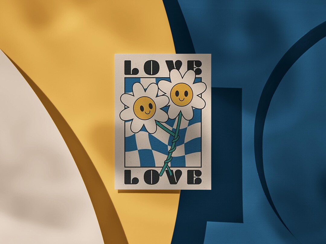 Retro Happy Daisy Printable Art Love-themed Digital Poster - Etsy
