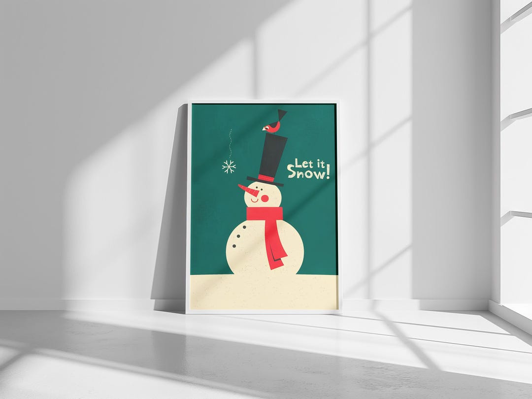 Snowman Printable Art Let It Snow Christmas Poster Winter Holiday ...