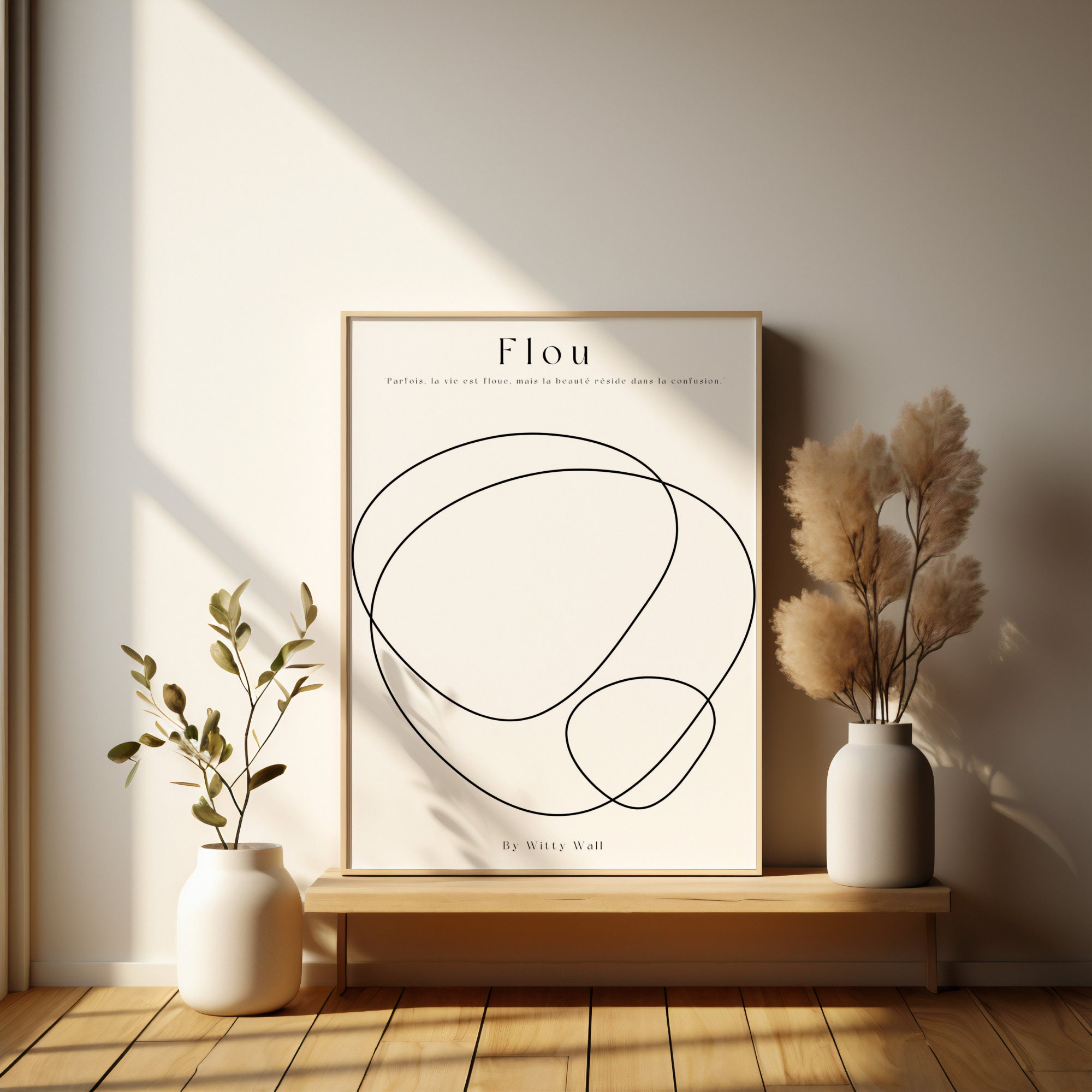 Flou Minimalist Modern Black White Abstract Graphic Lines Art Prints ...