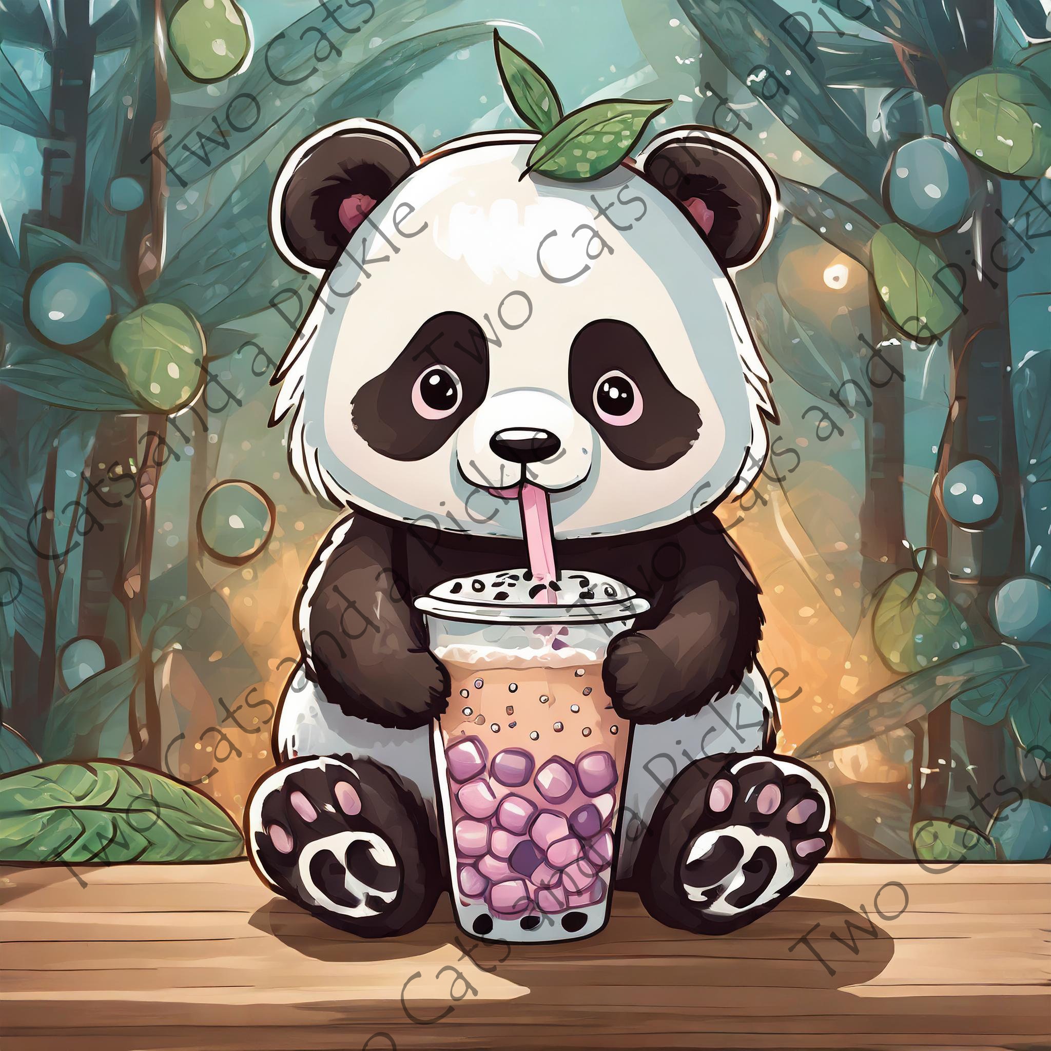 Cute Panda Bear Drinking Boba Tea Clip Art Instant Download - Etsy
