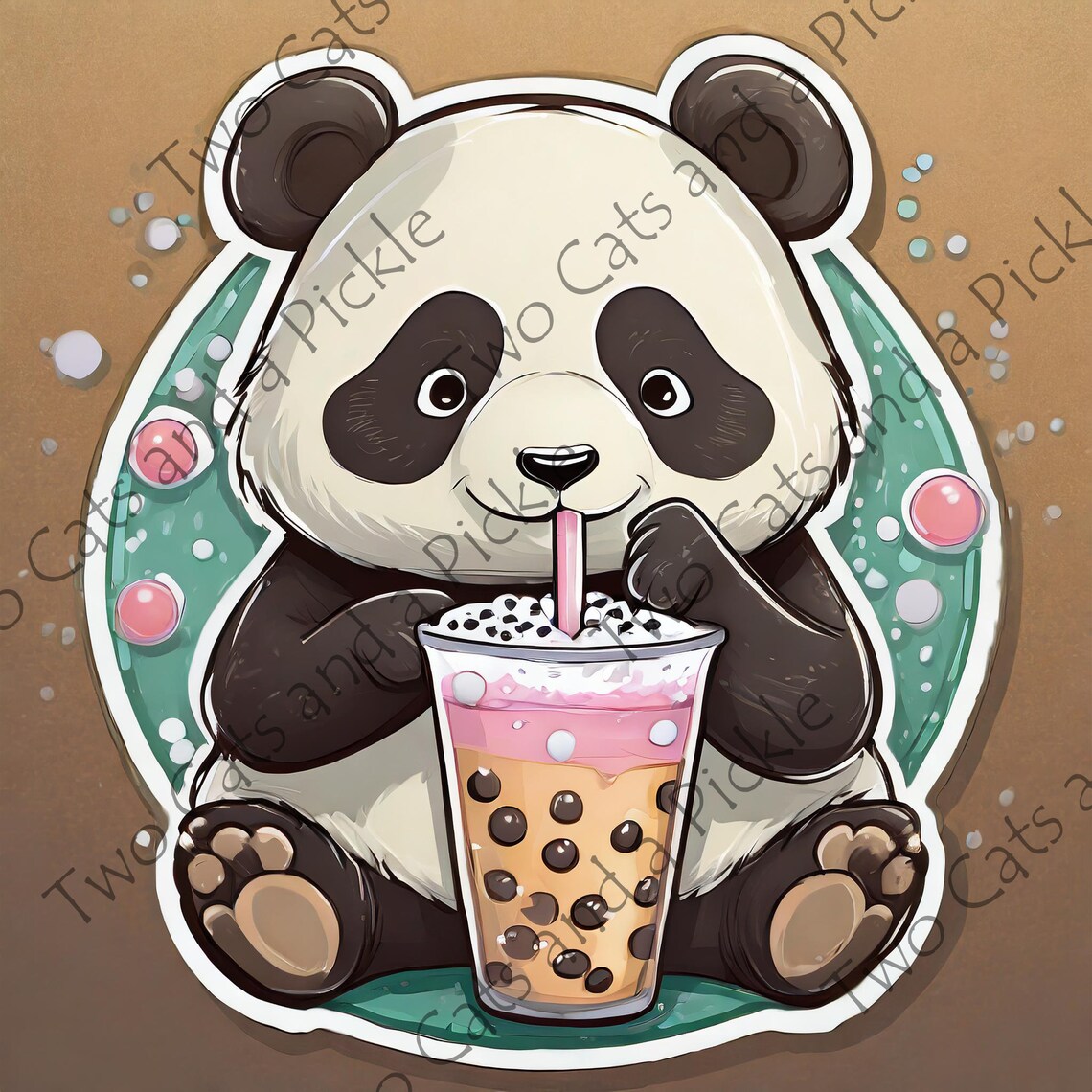 Cute Panda Bear Drinking Boba Tea Clip Art Instant Download - Etsy
