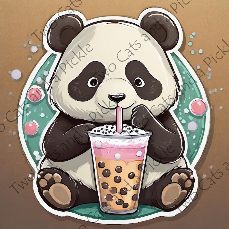 Cute Panda Bear Drinking Boba Tea Clip Art Instant Download - Etsy