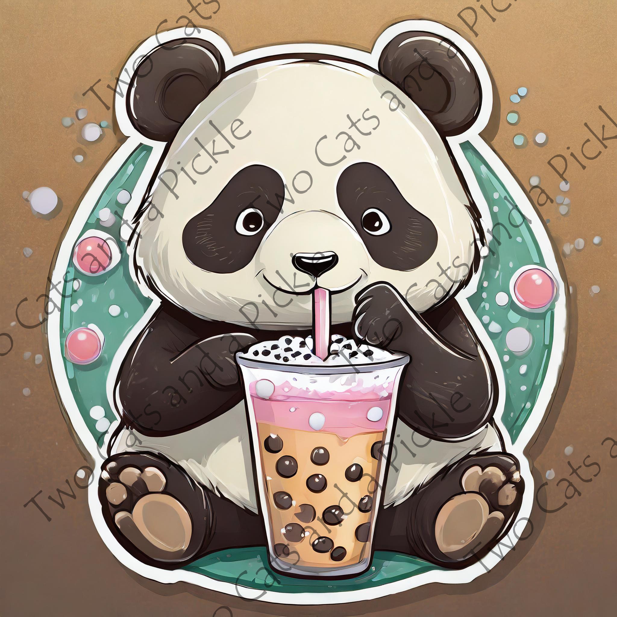 Cute Panda Bear Drinking Boba Tea Clip Art Instant Download - Etsy