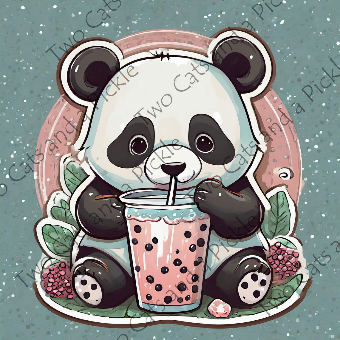 Cute Panda Bear Drinking Boba Tea Clip Art Instant Download - Etsy