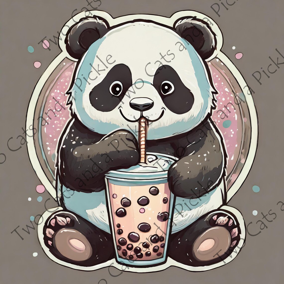 Cute Panda Bear Drinking Boba Tea Clip Art Instant Download - Etsy