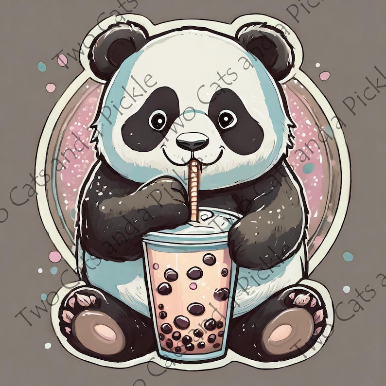 Cute Panda Bear Drinking Boba Tea Clip Art Instant Download - Etsy