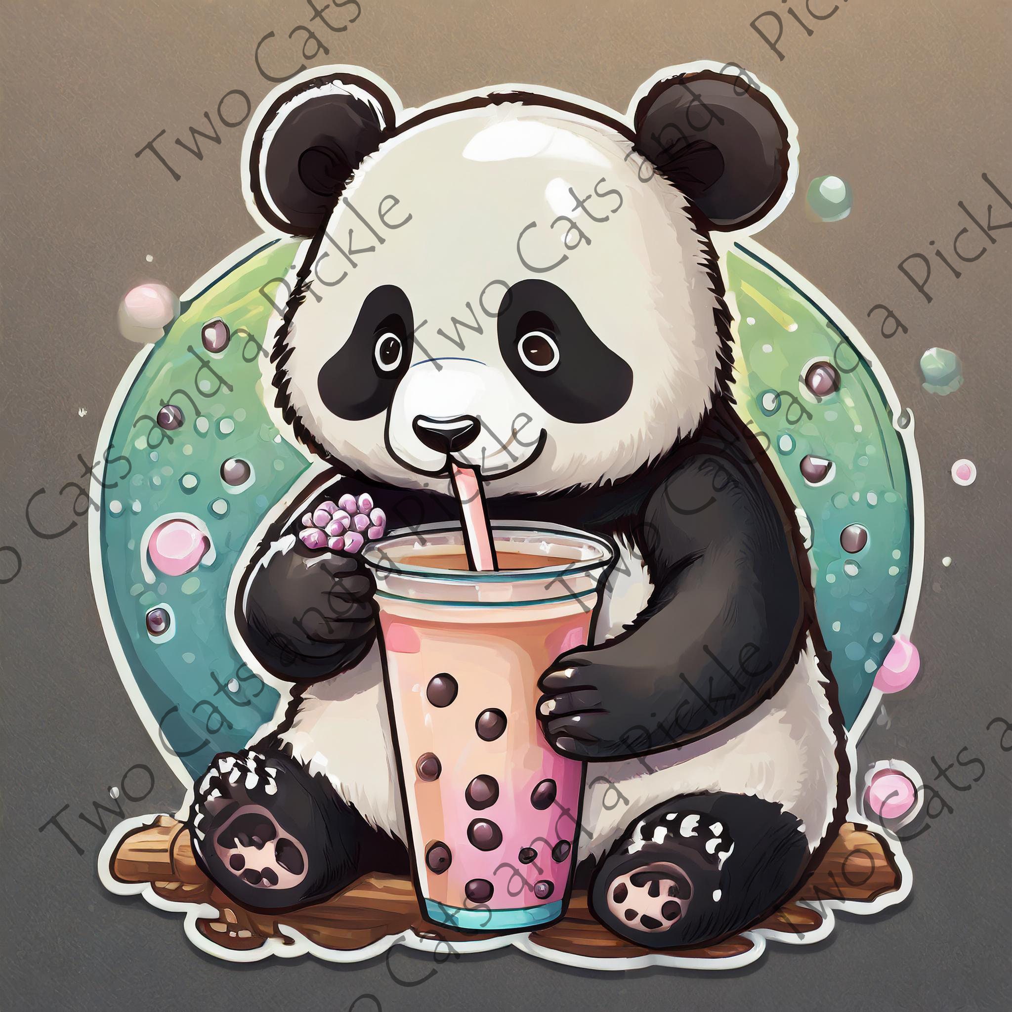 Cute Panda Bear Drinking Boba Tea Clip Art Instant Download - Etsy