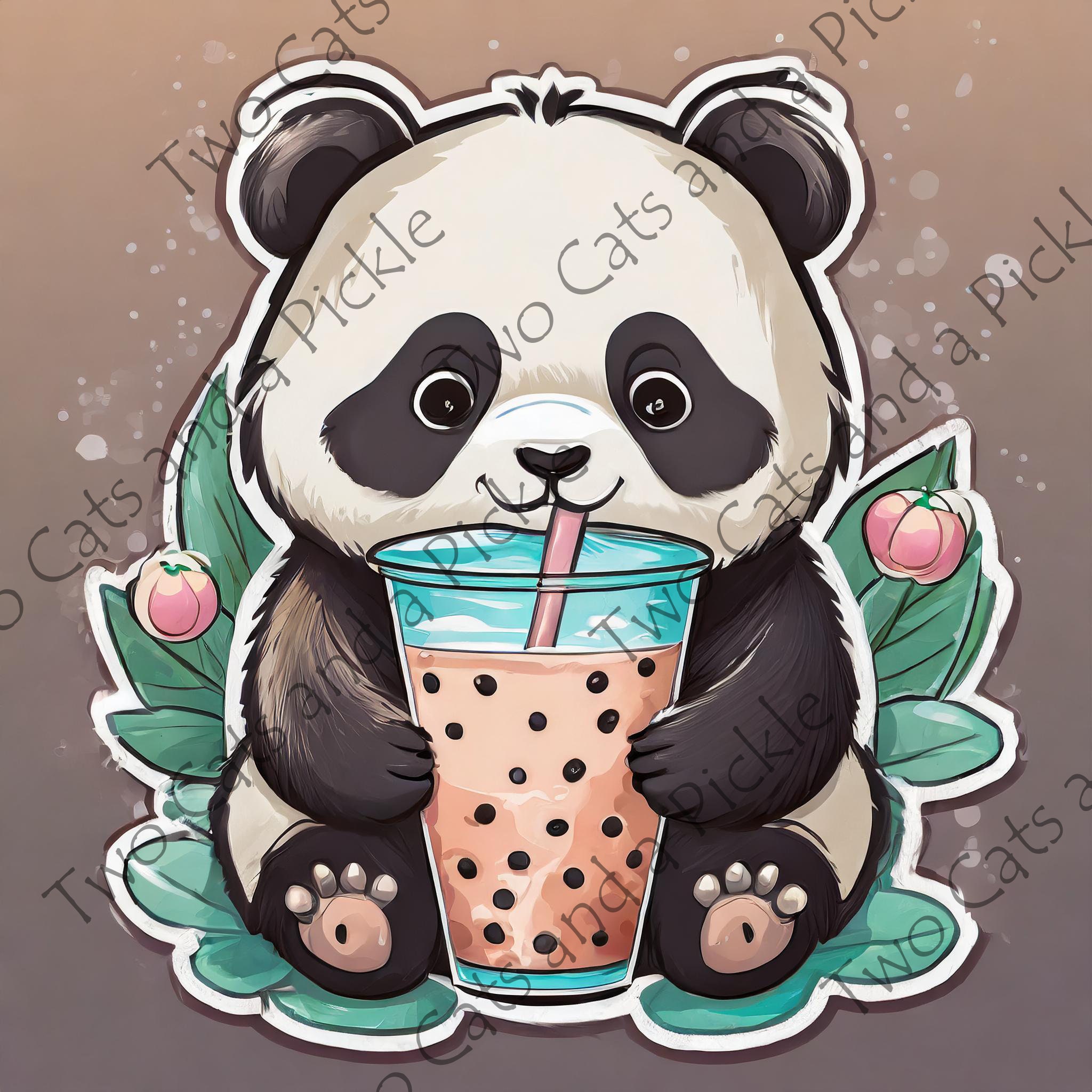 Cute Panda Bear Drinking Boba Tea Clip Art Instant Download - Etsy