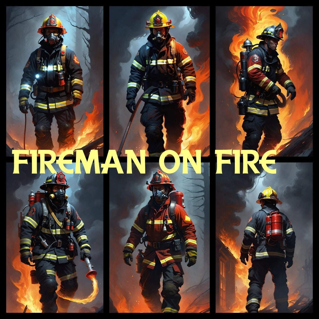 Fireman Fire in the Forest Watercolor Fireman Clipart Firefighter ...