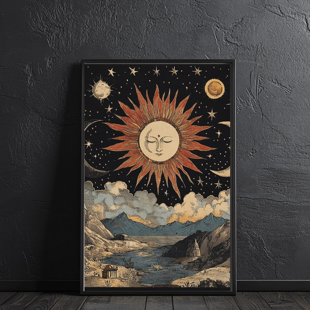 The Etheric Sun Wall Art, Mystical Home Decor Printable Posters Sun ...