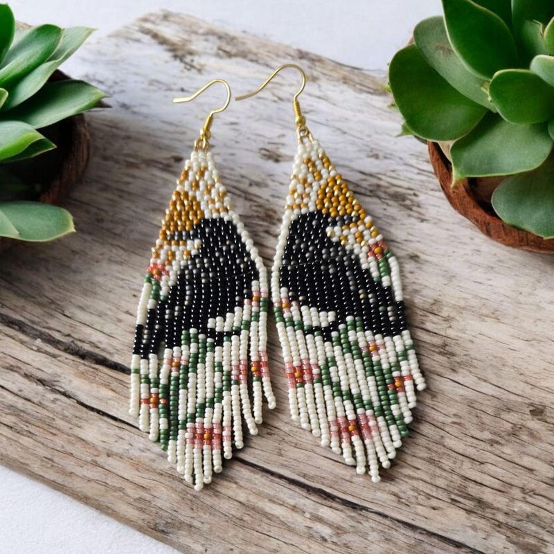 Fringe Hand Beaded Earrings - Etsy