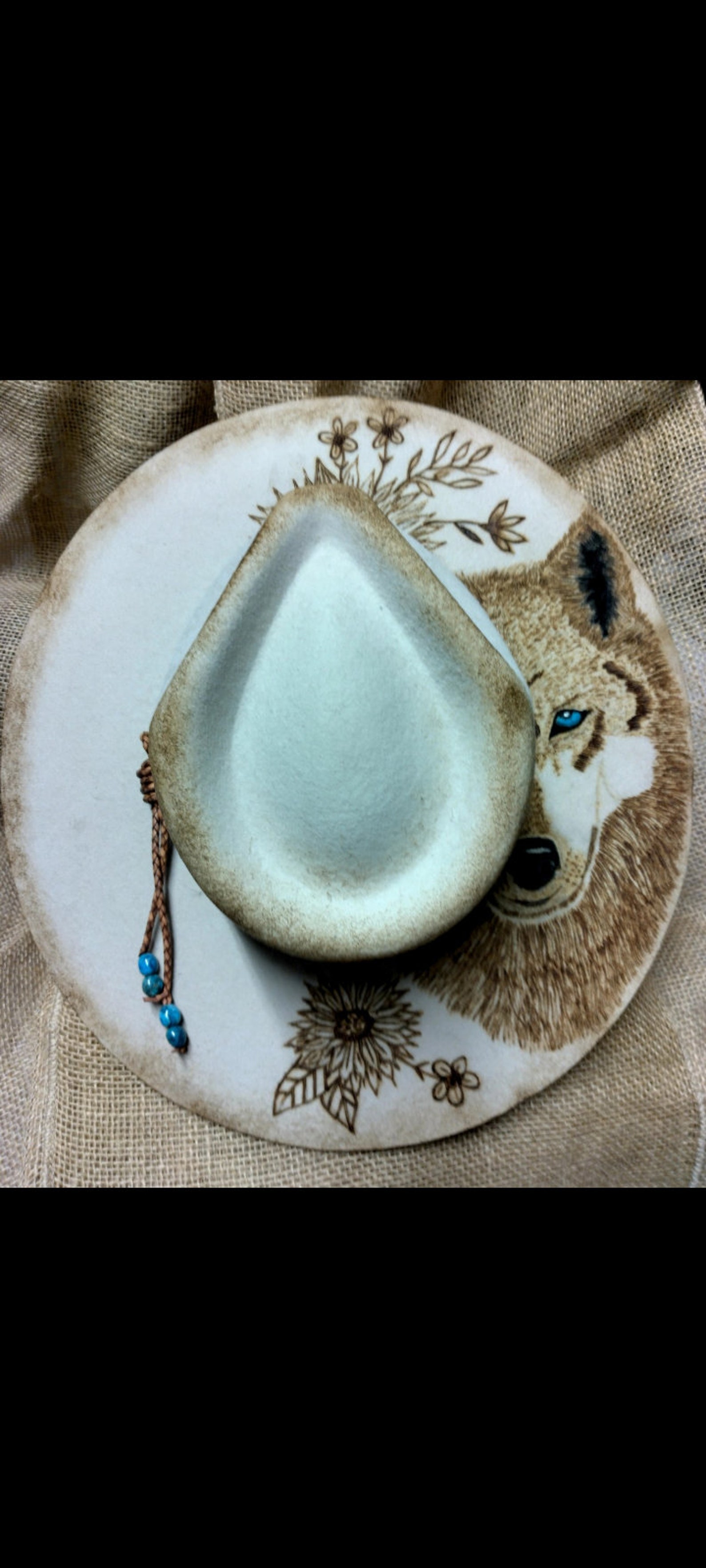 Burned Hat Wide Brim Fedora Wolf Blue Eye - Etsy