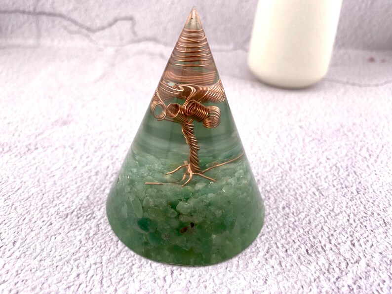 Tree of Life, Green Aventurine Cone, Orgonite Pyramid Healing Reiki ...