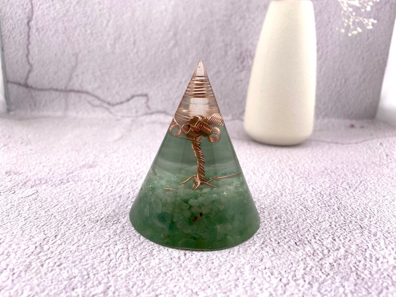Tree of Life, Green Aventurine Cone, Orgonite Pyramid Healing Reiki ...