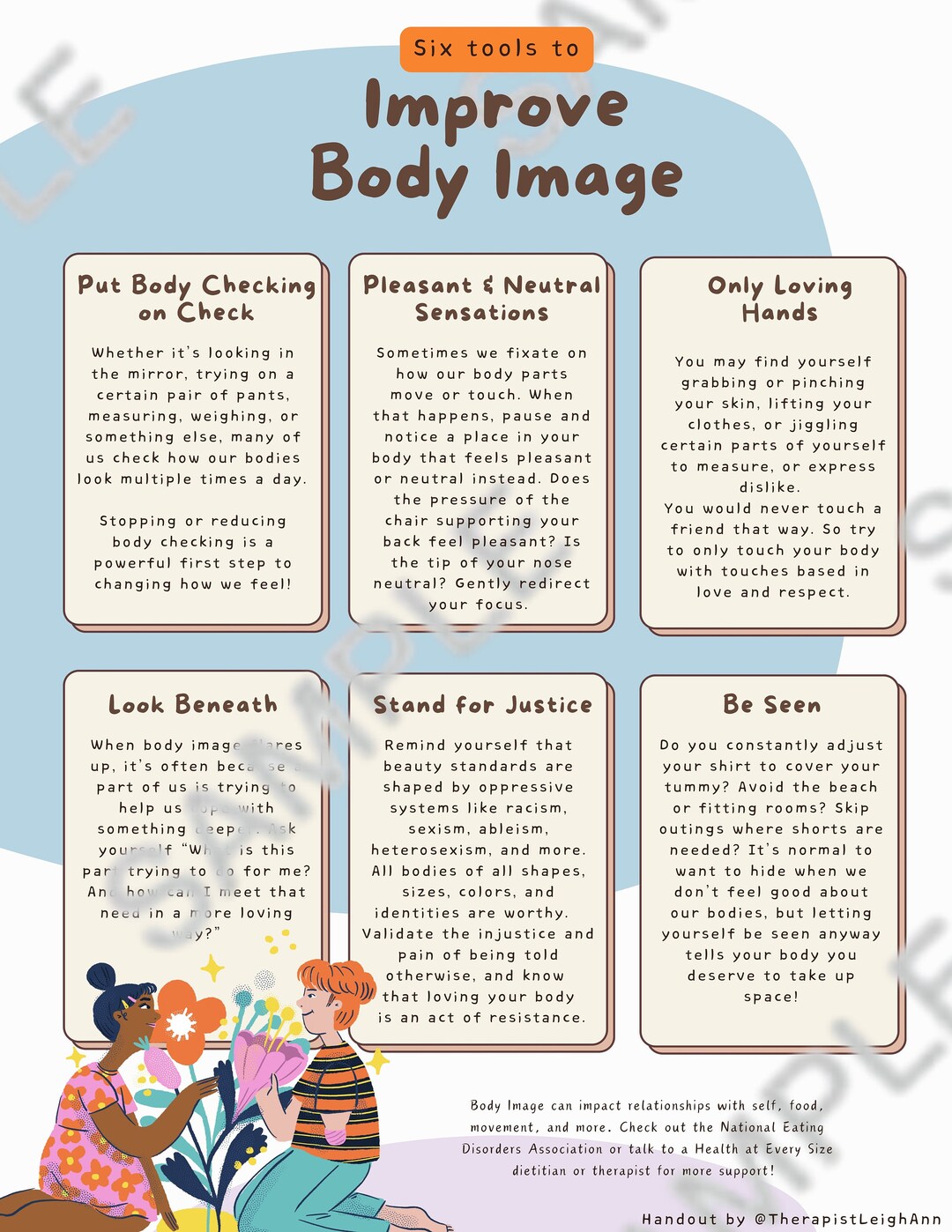 Handout: Six Tools to Improve Body Image - Etsy