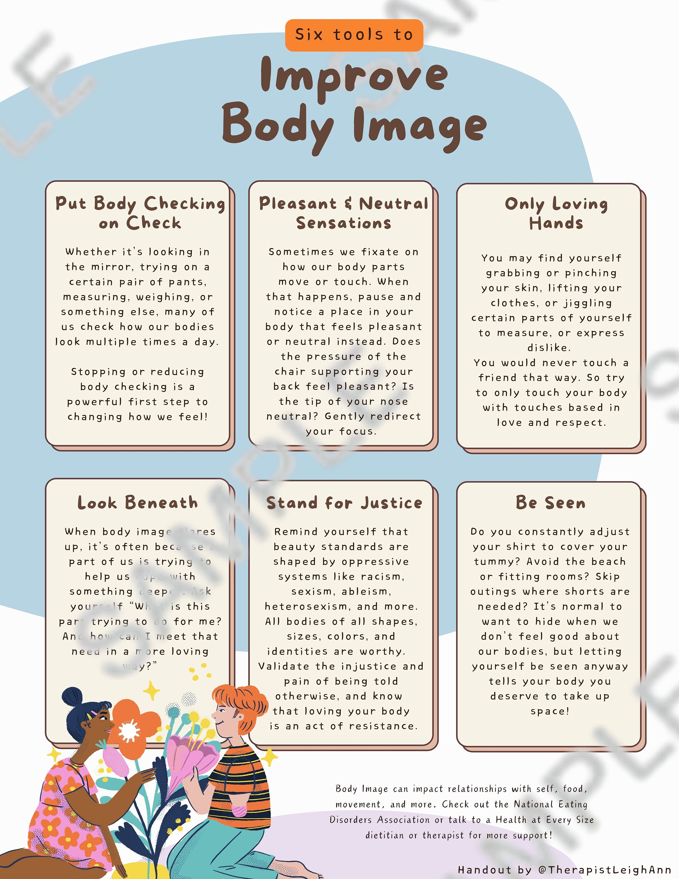Handout: Six Tools to Improve Body Image - Etsy