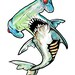 Zombie Hammerhead Shark Undead Art Monsterish Graffiti Shark ...