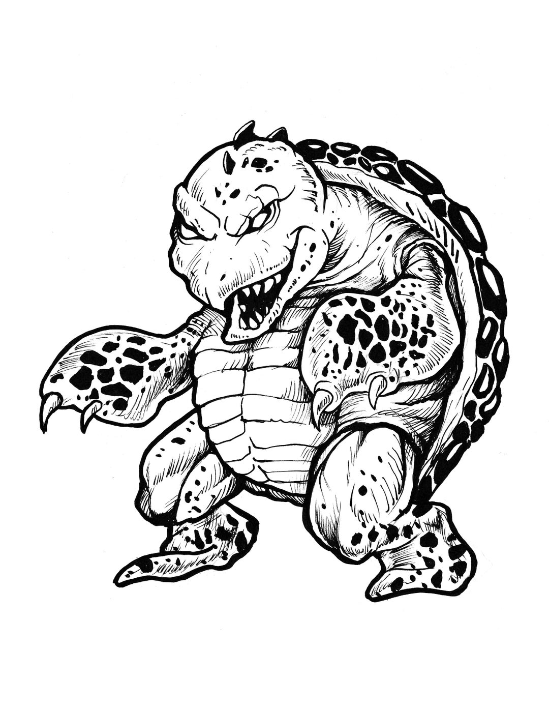 Aquatic Gamera Drawing Ink Sketch Sea Turtle Illustration Design ...